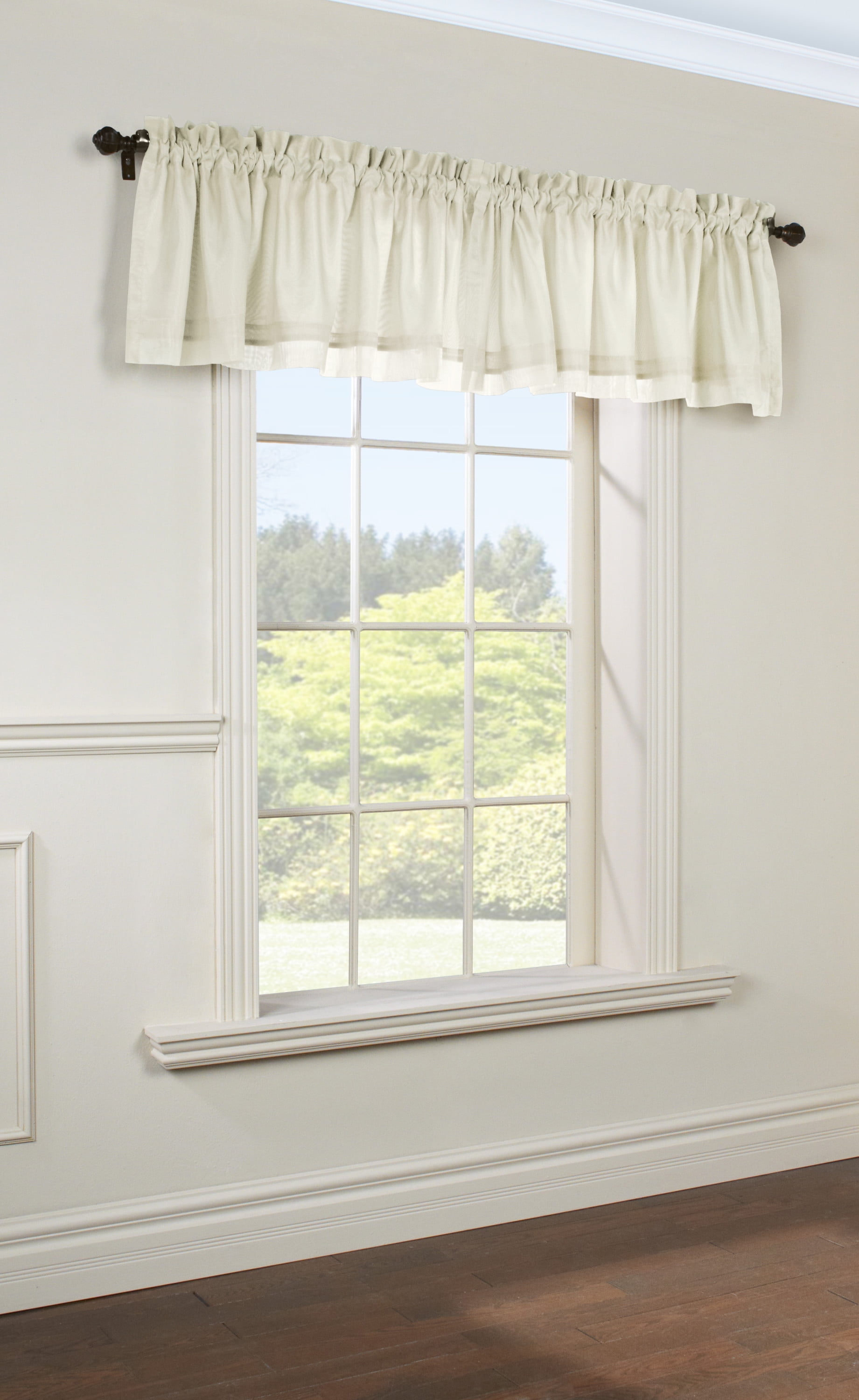 Rhythm Lined Rod Pocket Tailored Valance 54" x 15" in Ivory - Walmart.com