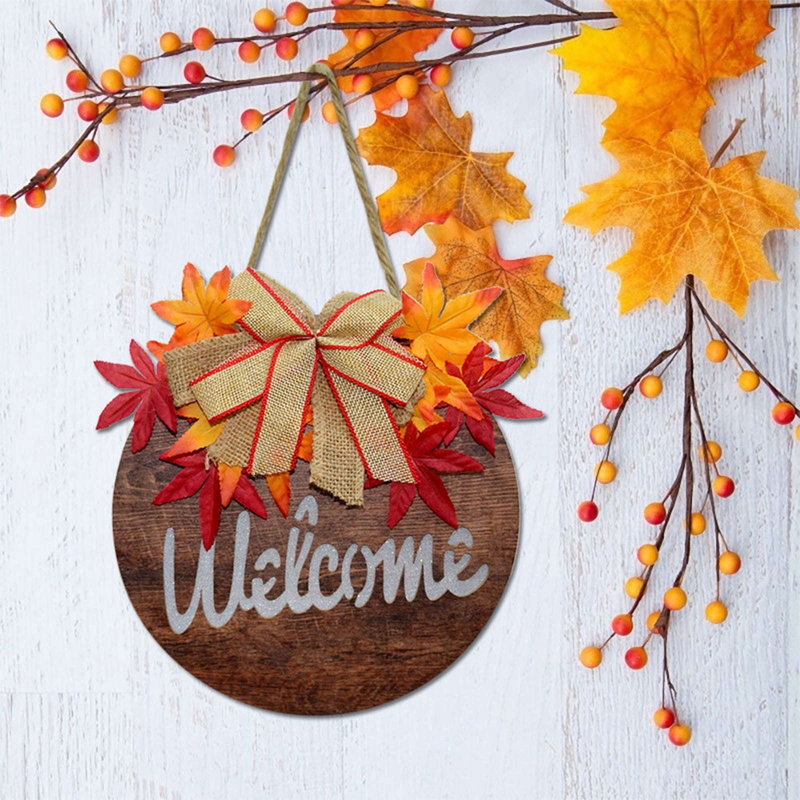 LED Lights Welcome Door Sign Hanging Sign Wooden Door Decorations ...