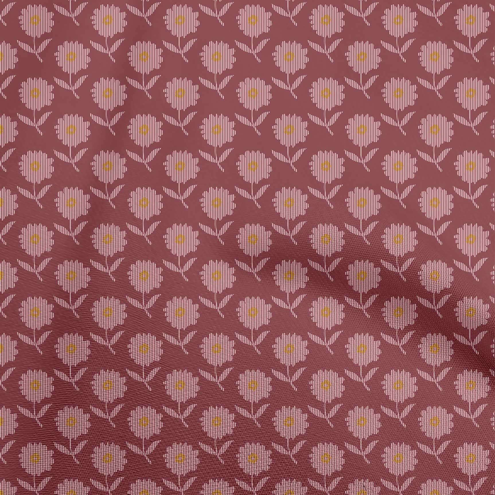 oneOone Cotton Silk Maroon Fabric Floral With Lines Dress Material ...