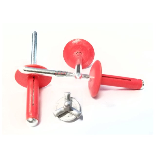 Fluoresent Red Exploding Pop Rivets 3/16" Tri-Fold Large Head Aluminum ...