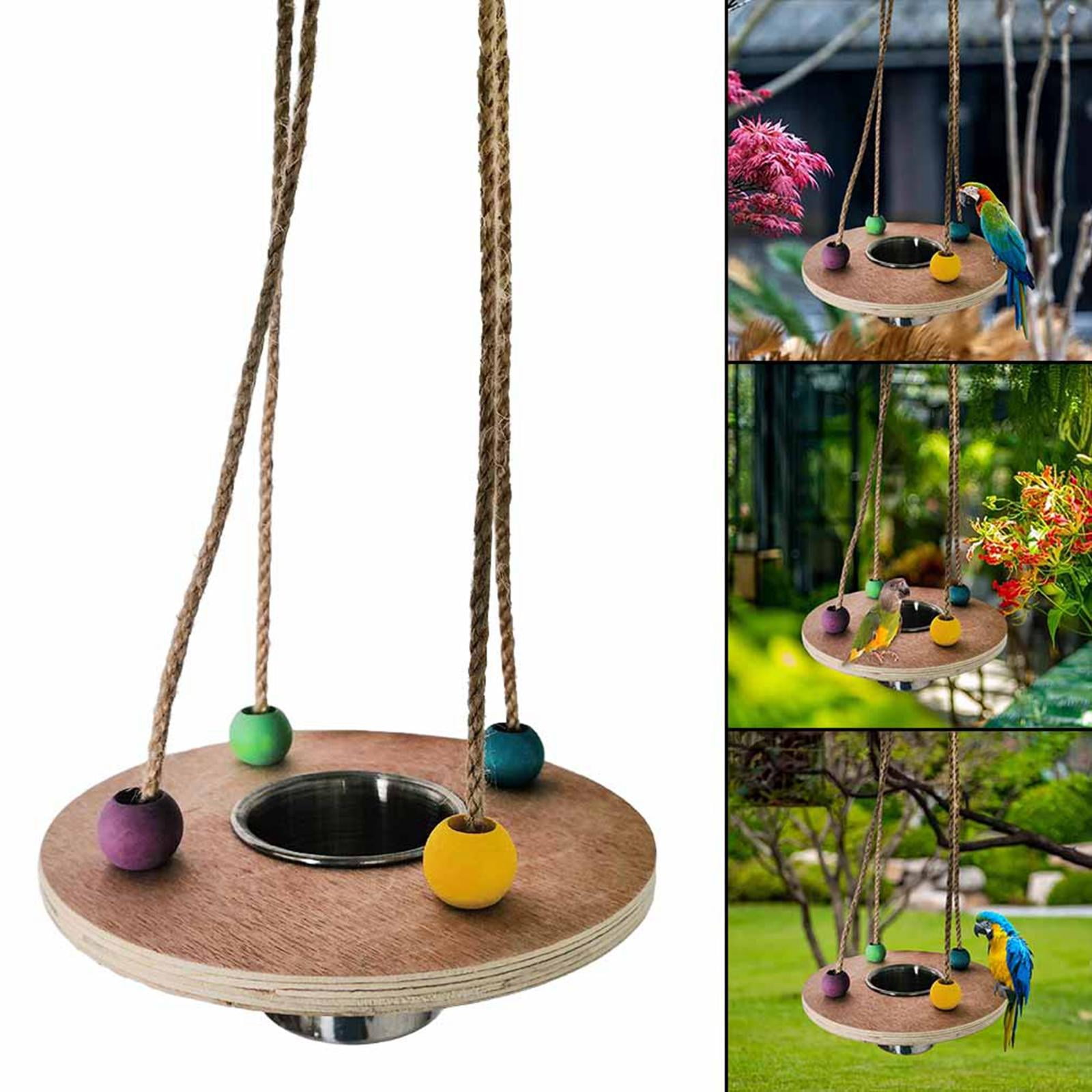 Large Parrot Swing Stand Toy Stainless Steel Food Dispenser Feeder ...