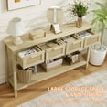 LAZZO 55" Rattan Console Table with 4 Drawers and Open Storage Shelf ...
