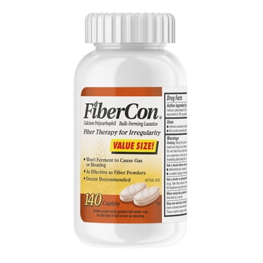 Equate Fiber Therapy Calcium Polycarbophil Caplets, 625 mg, 140 Count ...