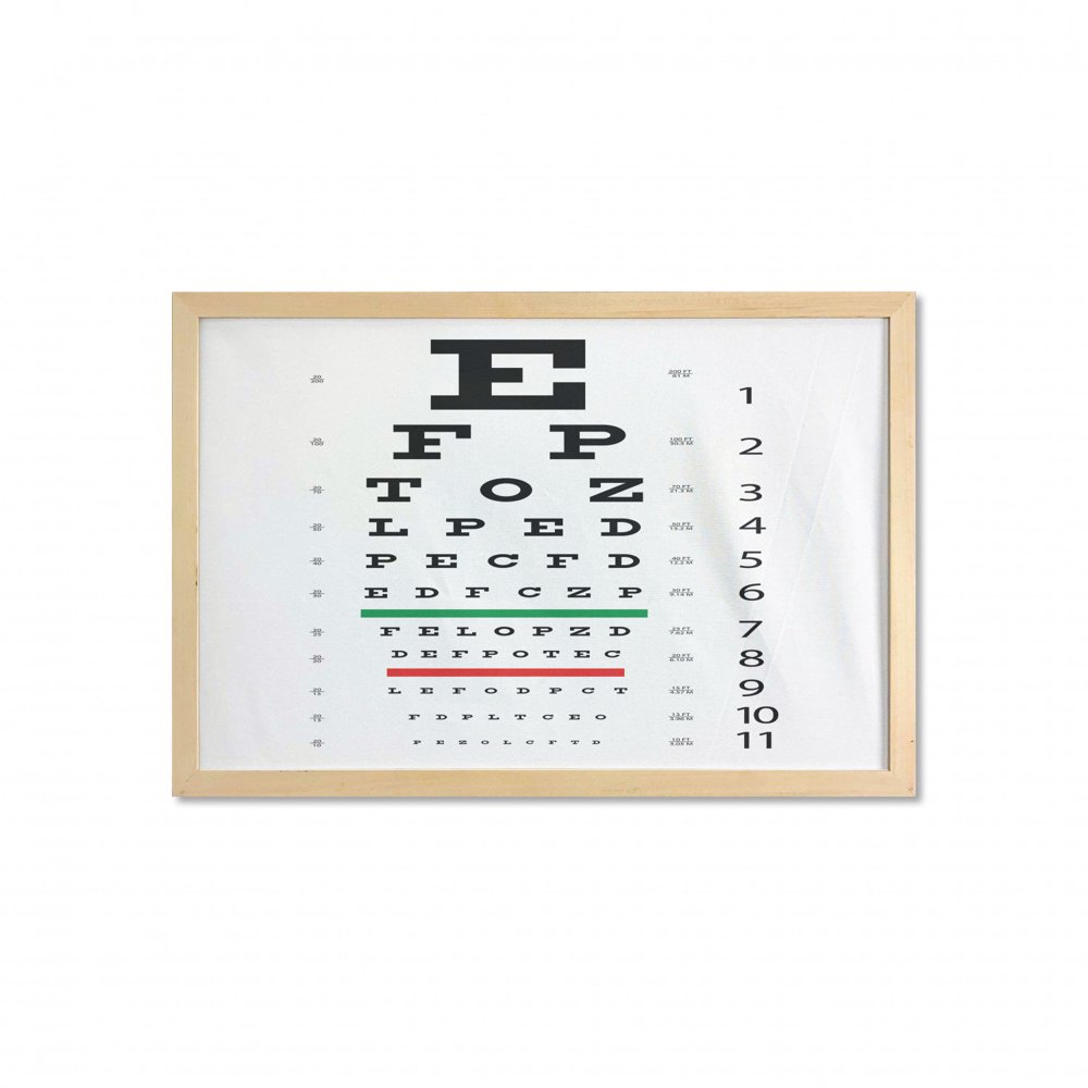 Eye Chart Wall Art with Frame, Illustration of Snellen with Letters and ...