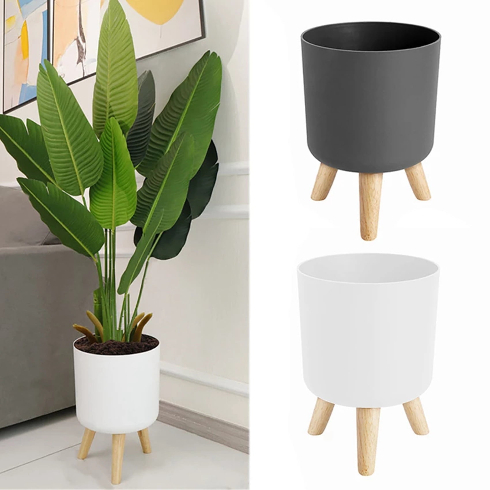 Click here for Unbranded 2x Modern Plant Pots With Wooden Legs Ho... prices
