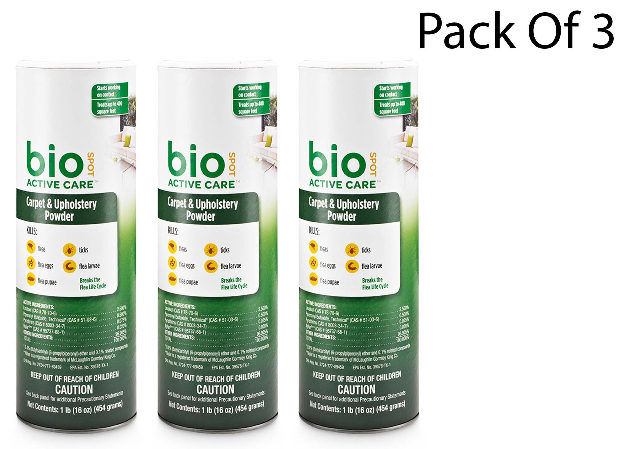 bio SPOT Active Care Carpet & Upholstery Powder 1 lb (Pack Of 3 ...