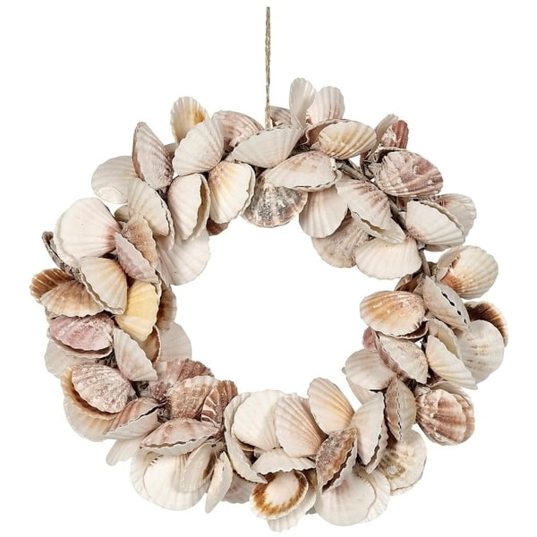 Scallop Shells Wreath Nautical Beach Home Decor Coastal Decorations 10 ...