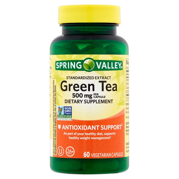 Spring Valley Green Tea Extract Vegetarian Capsules, 500 mg, 60 Count ...