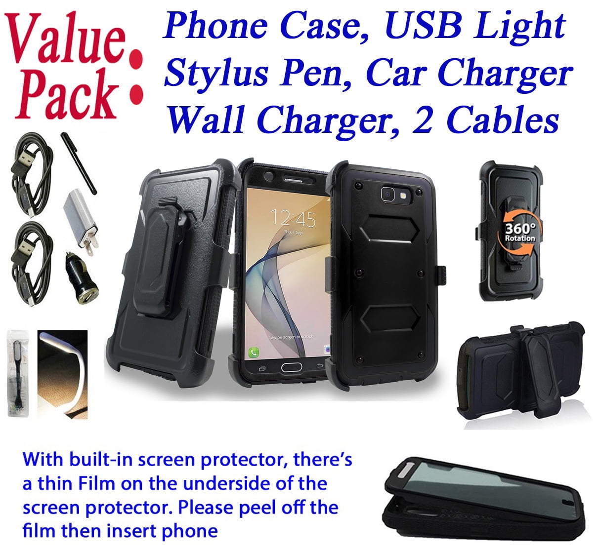 Value Pack ! for Samsung Galaxy J7 V J7 PERX case Phone Case 360° Cover ...