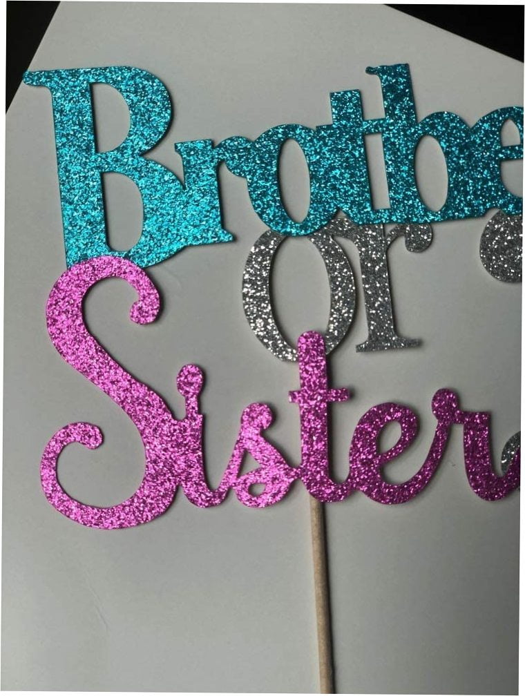 Buy Cake Toppers Glitter Brother Or Sister Cake Topper, Boy Or, Purple ...