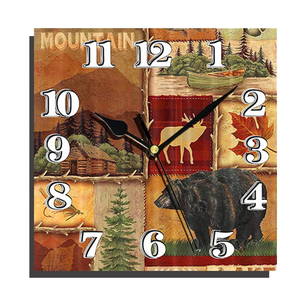 VOCOO 10'' Analog Wall Clock,Square Mountain Clock Battery Operated ...