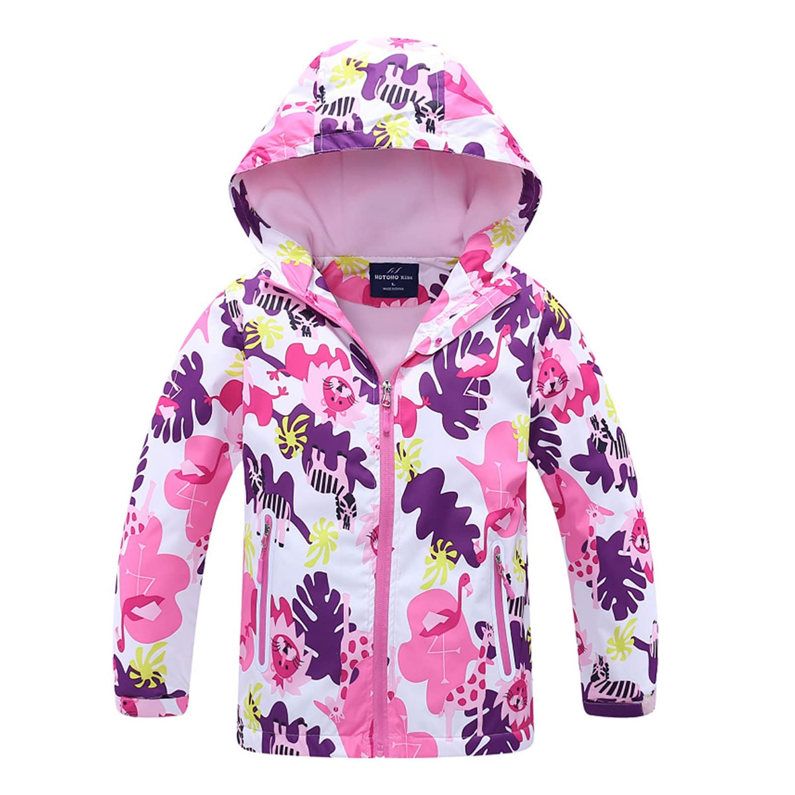kids Zip Hooded Windbreakers Waterproof Rain Jackets Lightweight Fleece ...