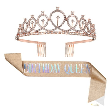 ANKZWEE Birthday Queen Sash and Crown Set Regal Accessories for Royalty ...
