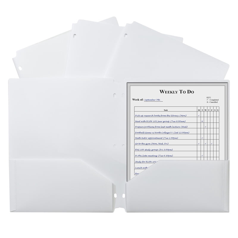 C-Line Two-Pocket Poly Portfolio with Three-Hole Punch, White | Bundle ...