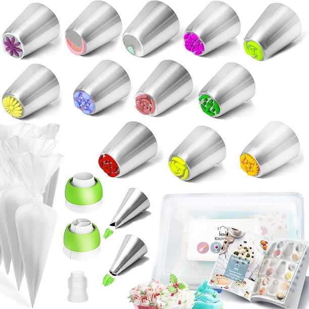 Russian Piping Tips Set, 38 Pcs Flower Decorating Tips Cake Decorating ...
