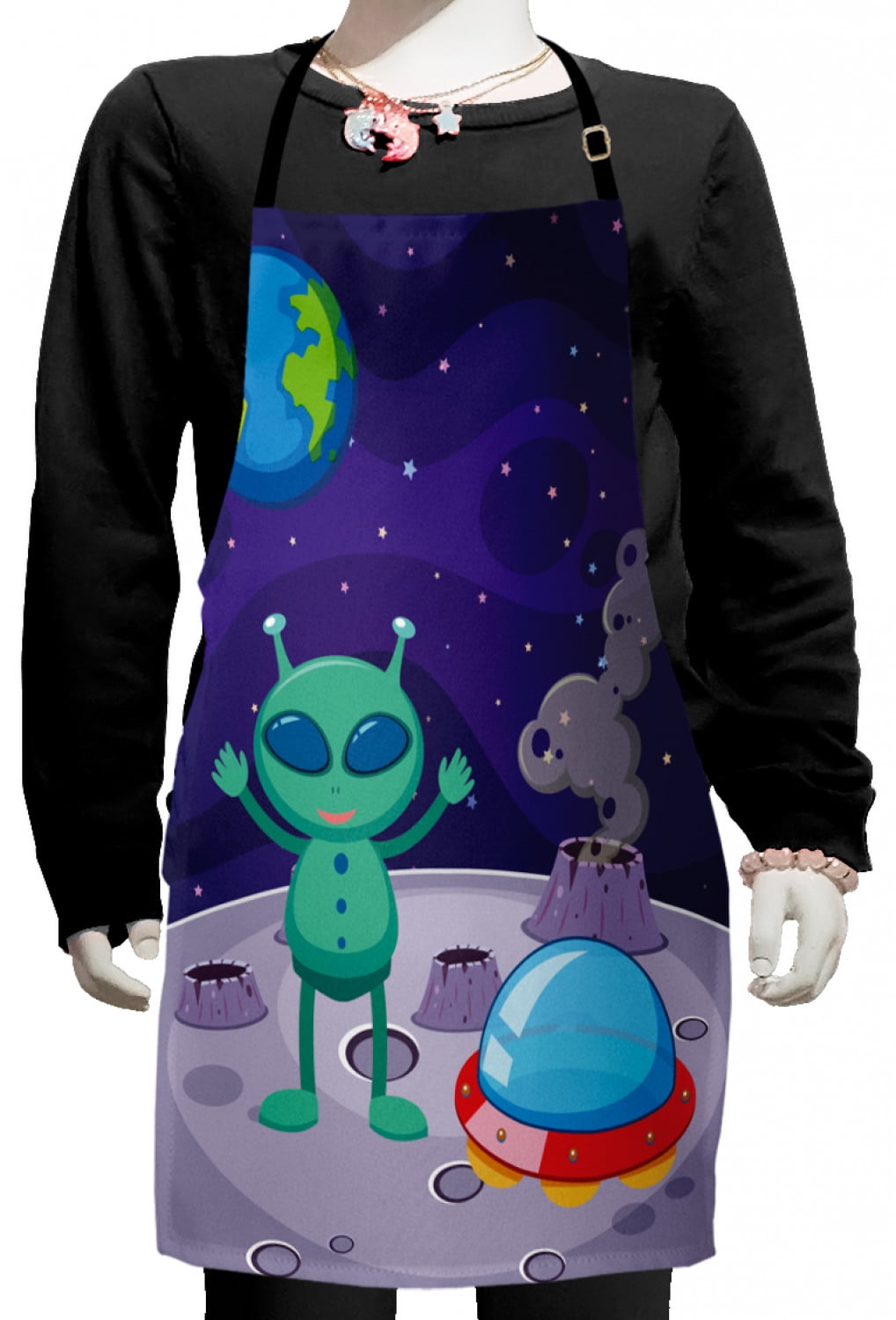 Alien Kids Apron, Cartoon Interpretation of a Mysterious Vertical Space ...