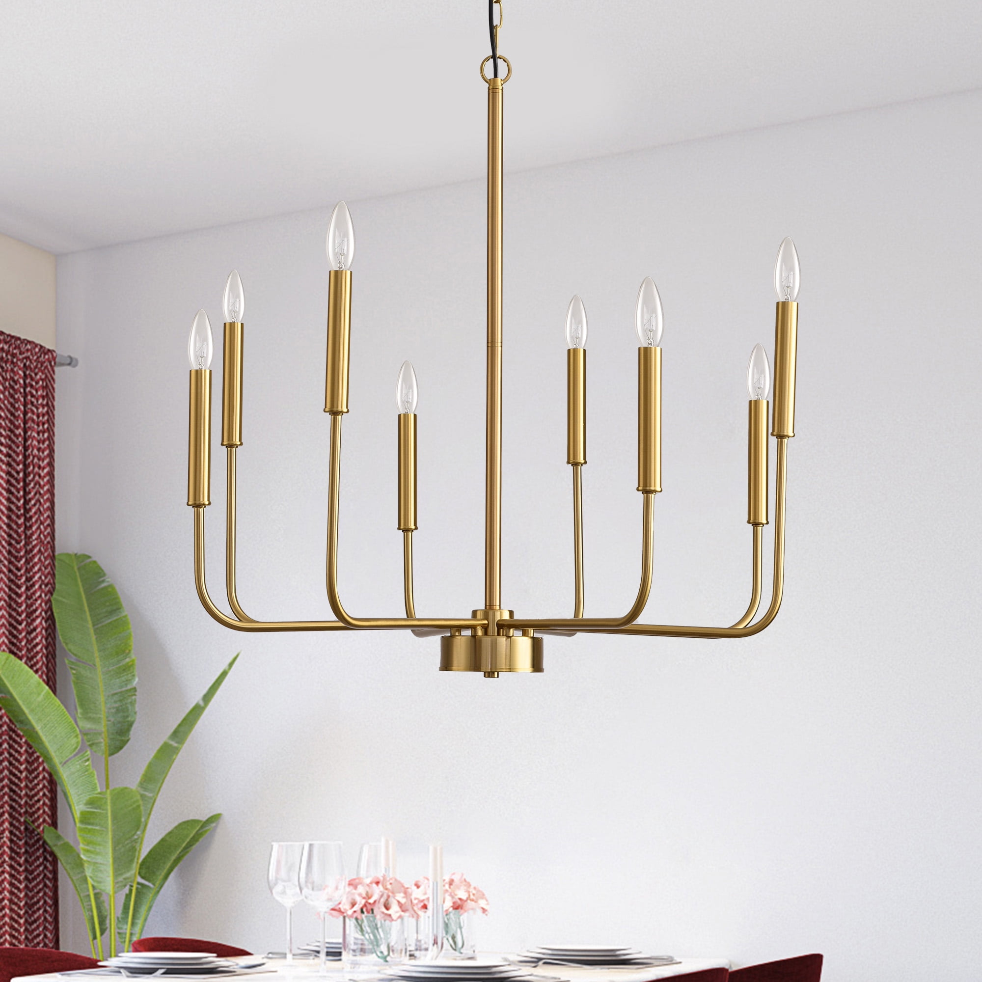 Briignite Gold Classic Chandelier,8-Light Retro Candle Dining Room ...