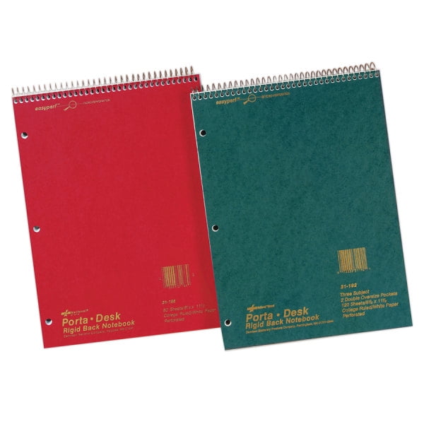 National® Brand Porta-Desk Notebook, 8 1/2" x 11", 3 Subjects, College ...