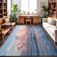 Modern Ocean Beach Area Rugs 8x10ft Blue Marine Wave Cloudy Floor Rug ...