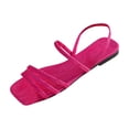 Bxsruta Women's Flock Flat Sandals Open Toe Slingback Casual Summer ...