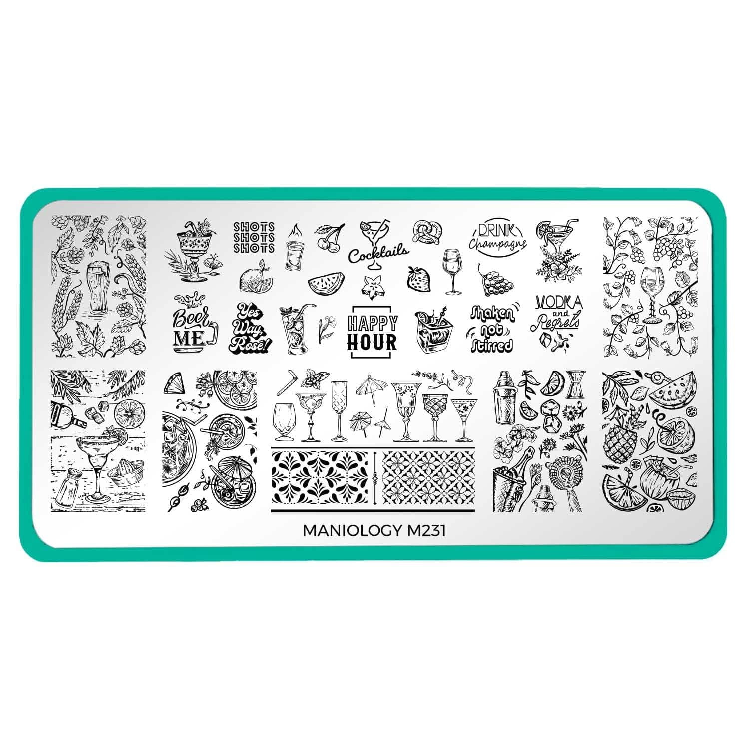 Maniology Happy Hour (m231) Stainless Steel Nail Stamping Plate for ...