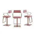 Home Square Stainless Steel Adjustable Bar Stool in Pink - Set of 3 ...