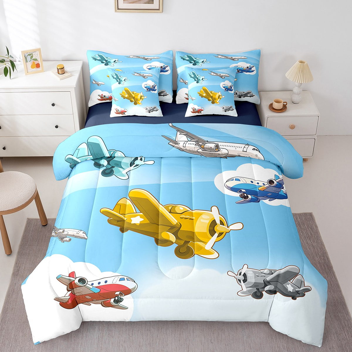 Click here for Erosebridal Colorful Aircraft Bedding Twin Size Fo... prices