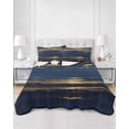 Abstract Color Block Quilts Bedding Set King Size Gold Blue Lines Sky ...