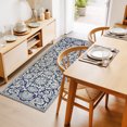 Bohemia Blue Floral Pattern Area Rug, Vintage Ethnic Style Non-Slip ...