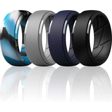 Wayne Silicone Wedding Rings for Men Breathable Airflow Inner Grooves ...