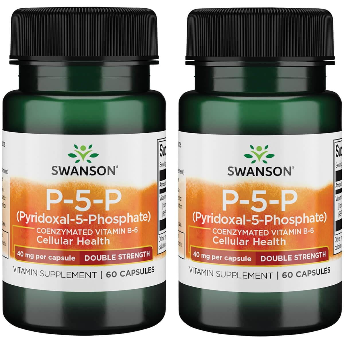 Swanson P-5-P Pyridoxal-5-Phosphate - Double Strength 40 mg 60 Caps 2 Pack - Walmart.com