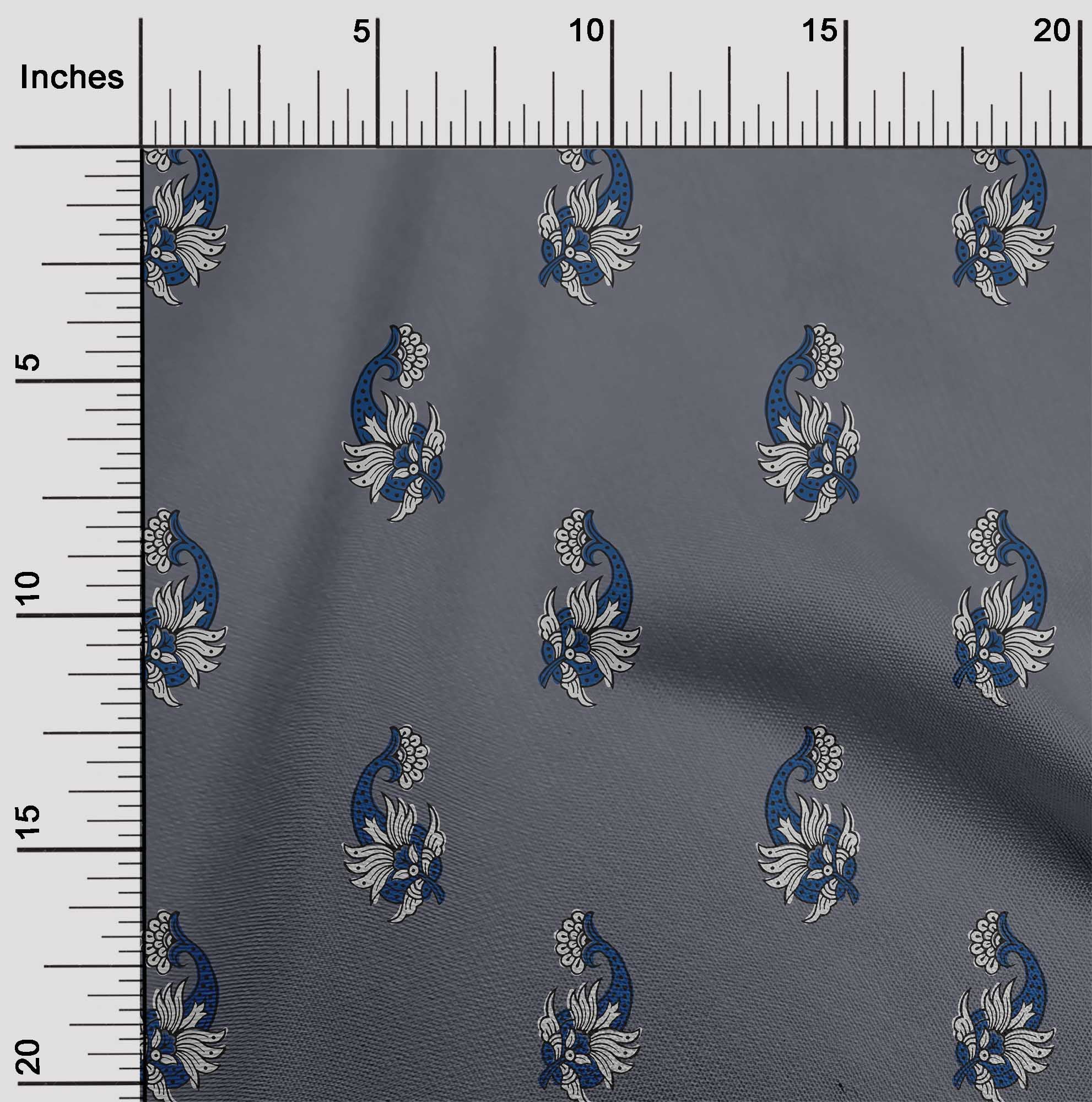 oneOone Silk Tabby Fabric Floral Block Print Fabric BTY 42 Inch Wide ...
