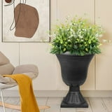 WORTH 22-inch Large Outdoor Resin Patio Urn Planter, Set of 2, Black ...