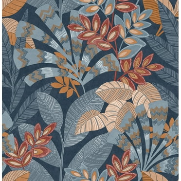 NuWallpaper Blue Maynard Peel & Stick Wallpaper - Walmart.com