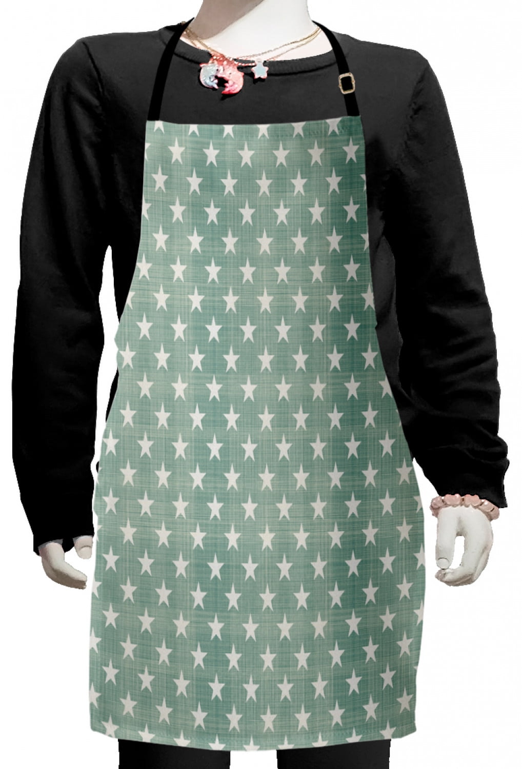Modern Kids Apron, Stars Pattern on Plaid Pattern Background in Classic ...