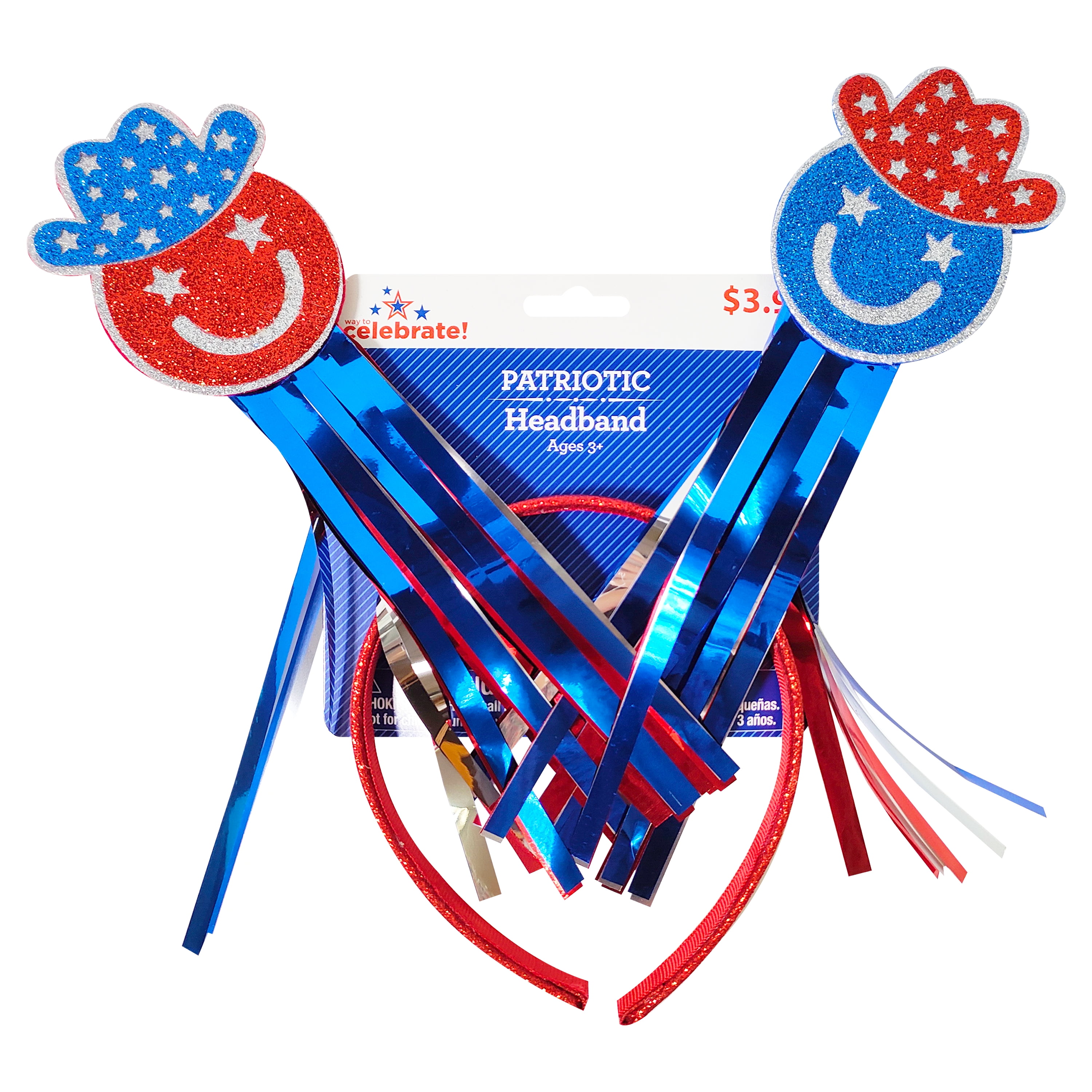 Patriotic Smiley Headband, Multicolor -Way to Celebrate - Walmart.com