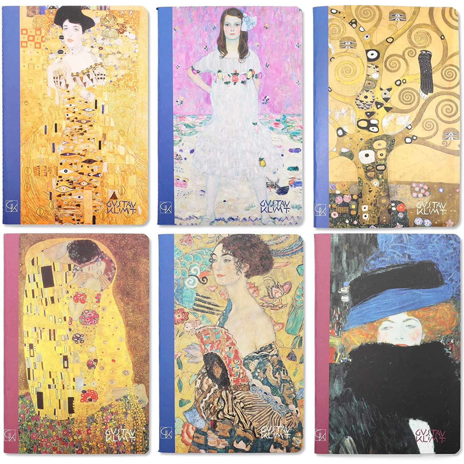 6-Pack Soft Cover Journal, Lined Diary, Gustav Klimt Art (A5 Size, 40 ...