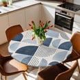 Contemporary Geometric Art Round Fitted Tablecloth with Elastic Edged ...