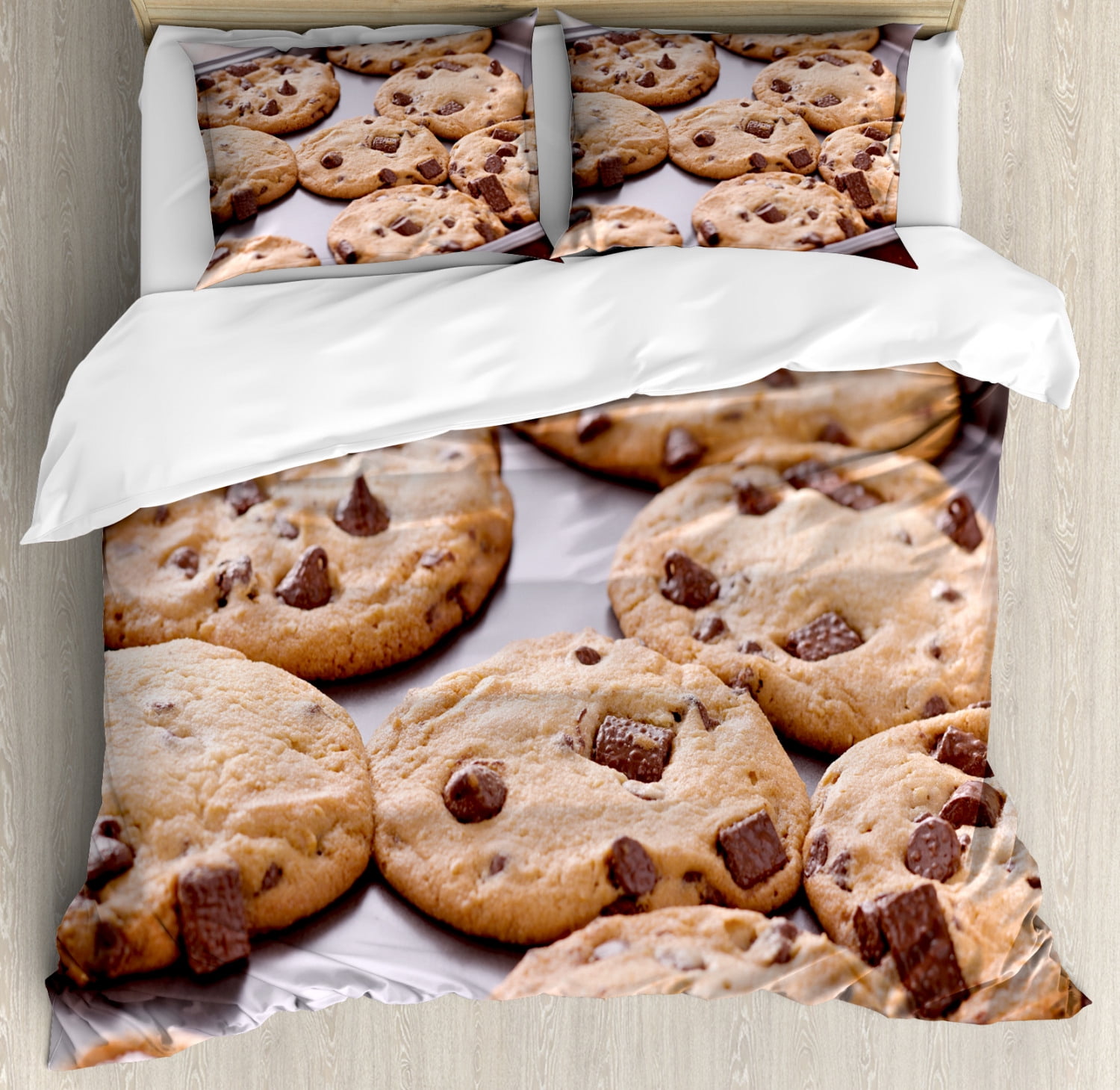 Cookie Duvet Cover Set Queen Size, Chocolate Chip Snacks on a Tray ...