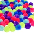Hello Hobby Neon Multicolor Pom Poms 100 Count 1 inch Bulk Rainbow ...