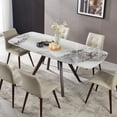 LiviNest Retractable Sintered Stone Dining Table, Expandable 55.12" to ...