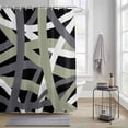 Abstract Art Shower Curtain for Bathroom, Green White Black Gray Line ...
