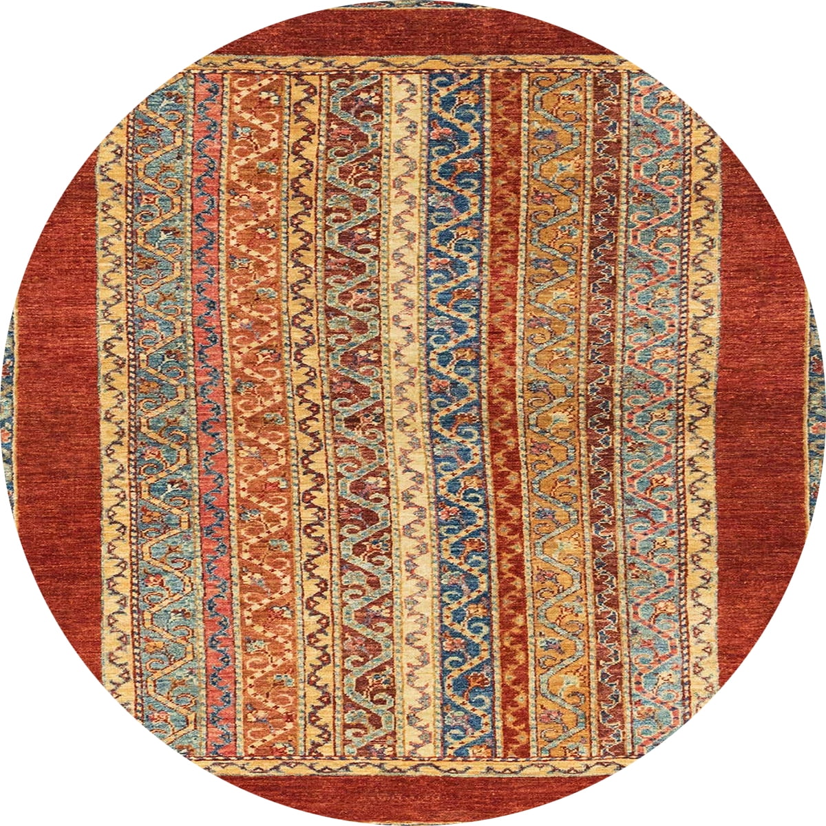 Ahgly Company Indoor Round Abstract Red Abstract Area Rugs, 5' Round ...