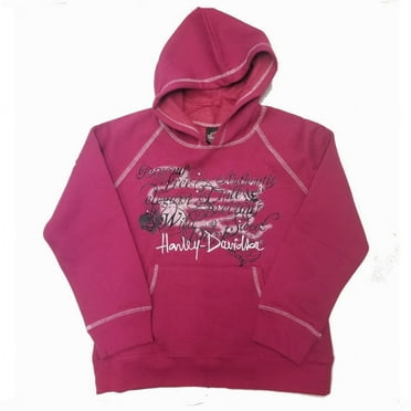 Harley-Davidson Girls' Pink Glitter Skull Hoodie, Little Girls Size 5 - Walmart.com