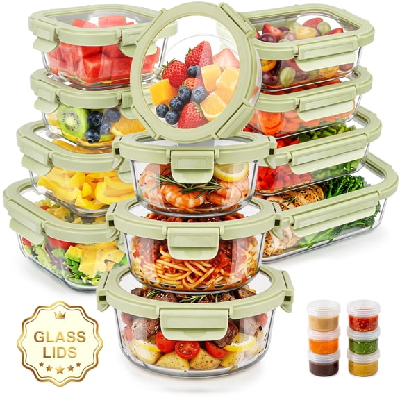 36 Pcs Glass Food Storage Containers with Tempered Lids Set ...