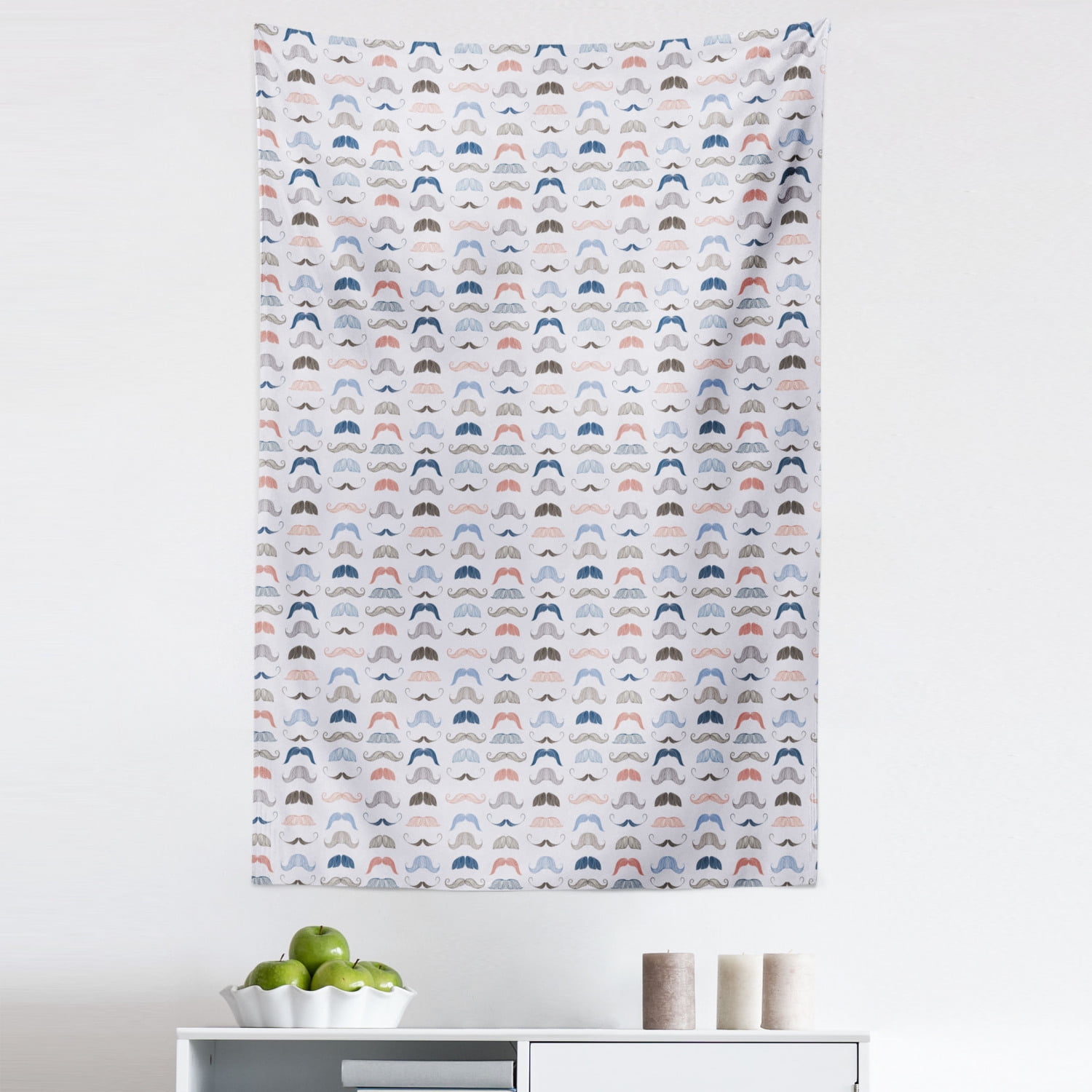 Retro Tapestry, Colorful Sketch Style Male Moustache Types as Handlebar ...