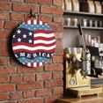 4th of July Round Metal Signs for Outside American Flag Tin Signs ...