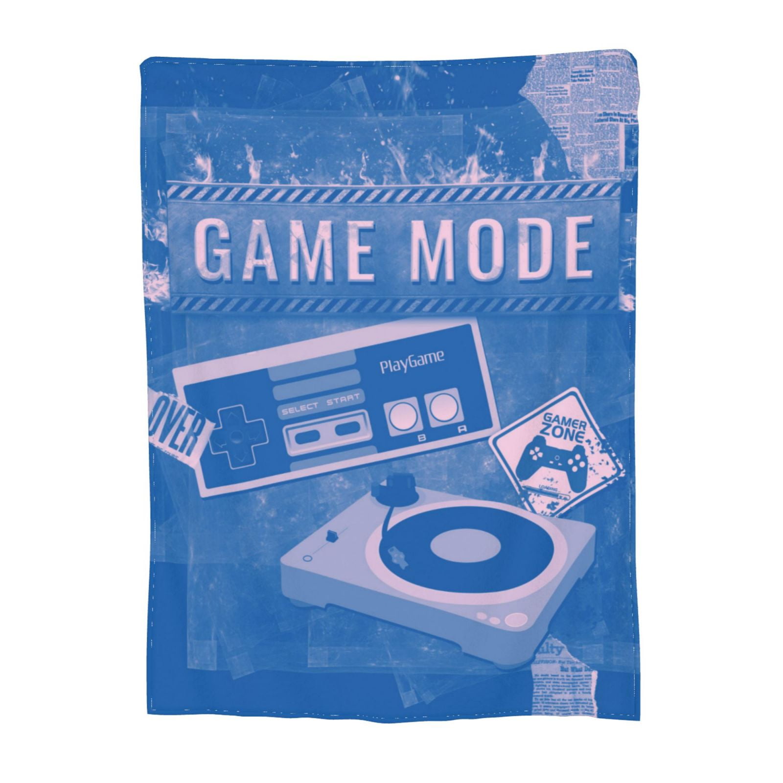 Blue Retro Game Mode Throw Blanket, Fluffy Soft Cozy Blanket Flannel ...