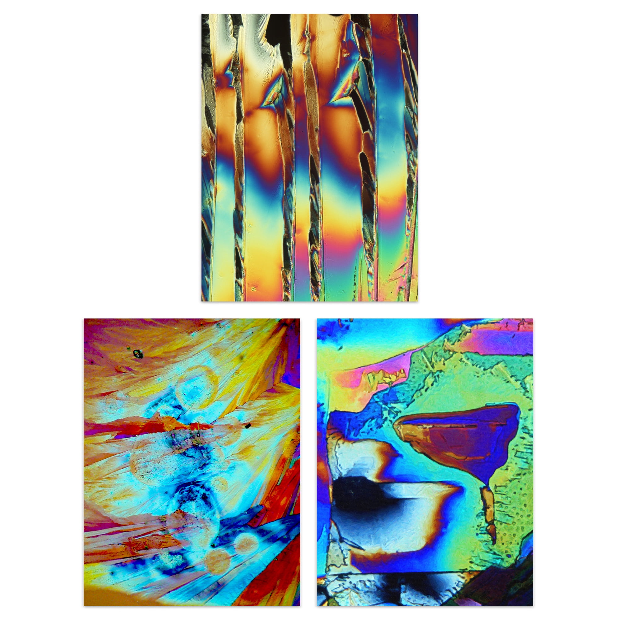 Electron Microscope Crystal Formations Set Of 3 Unframed Wall Art ...