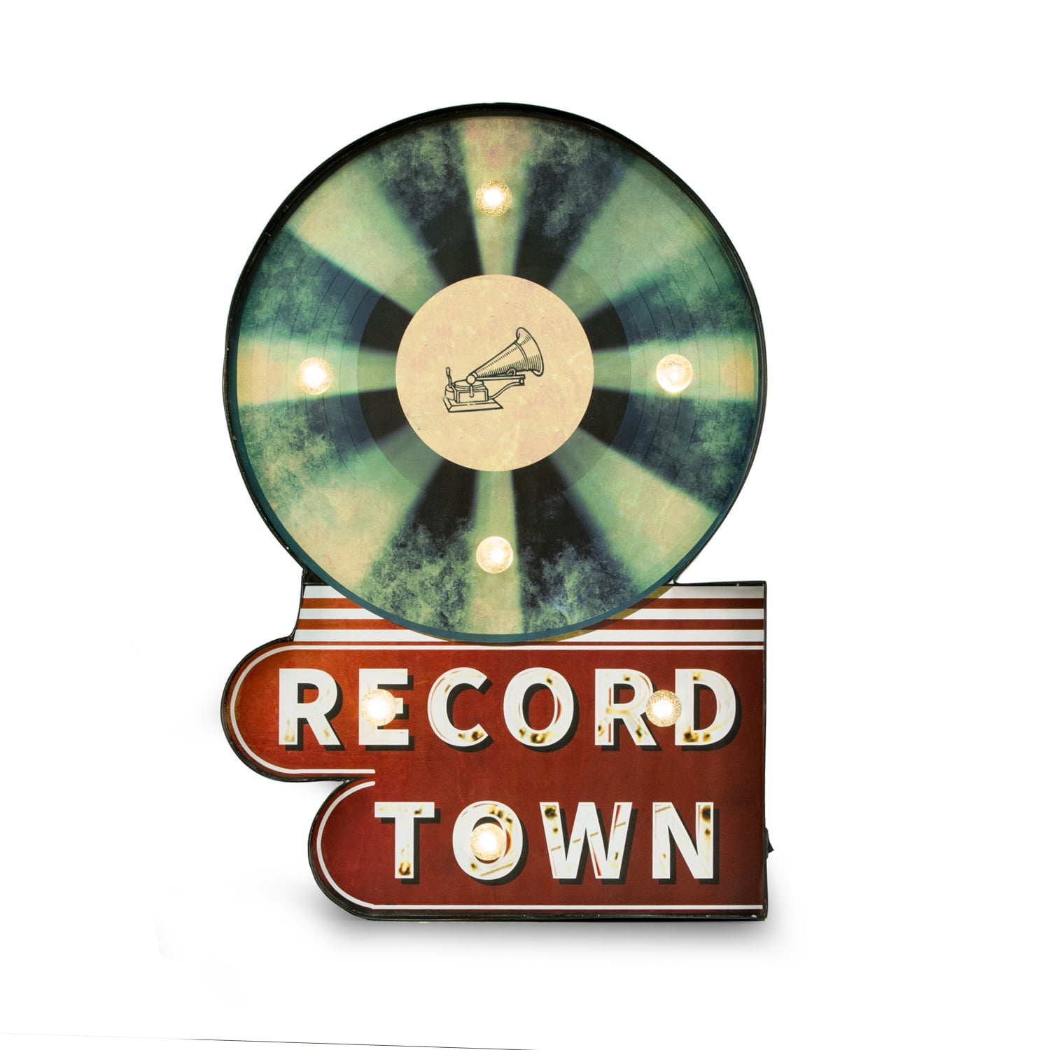 Record Town Sign, LED Lighted, Wall Mountable. - Walmart.com